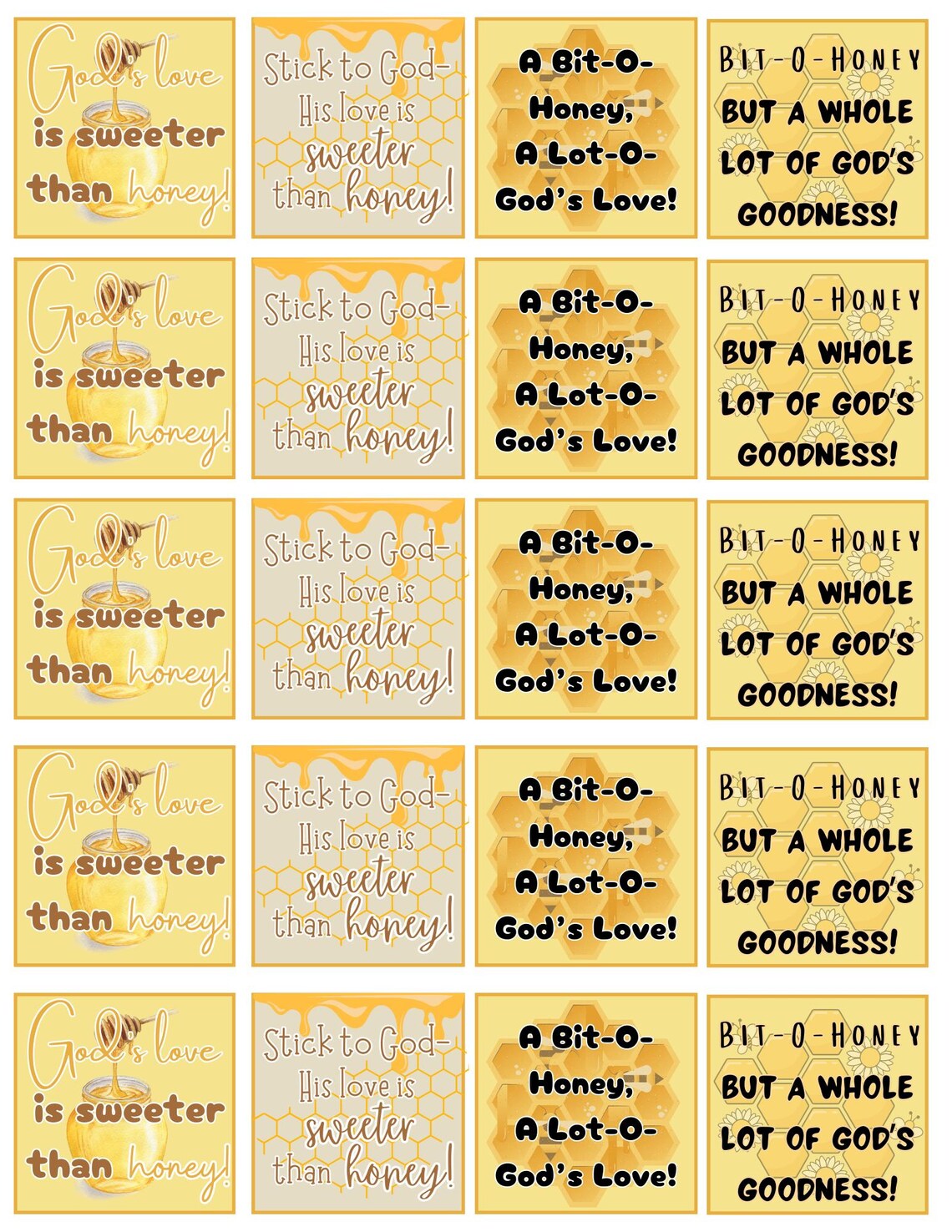 Bit-o-honey Candy Tag | God's Love, Bible School (instant Download) - Etsy