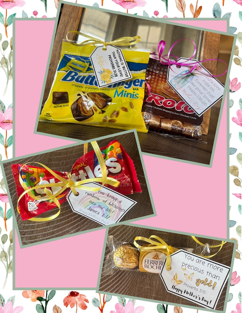 Mother's Day Candy Tags With Scripture | 16 Different Cards | Instant ...