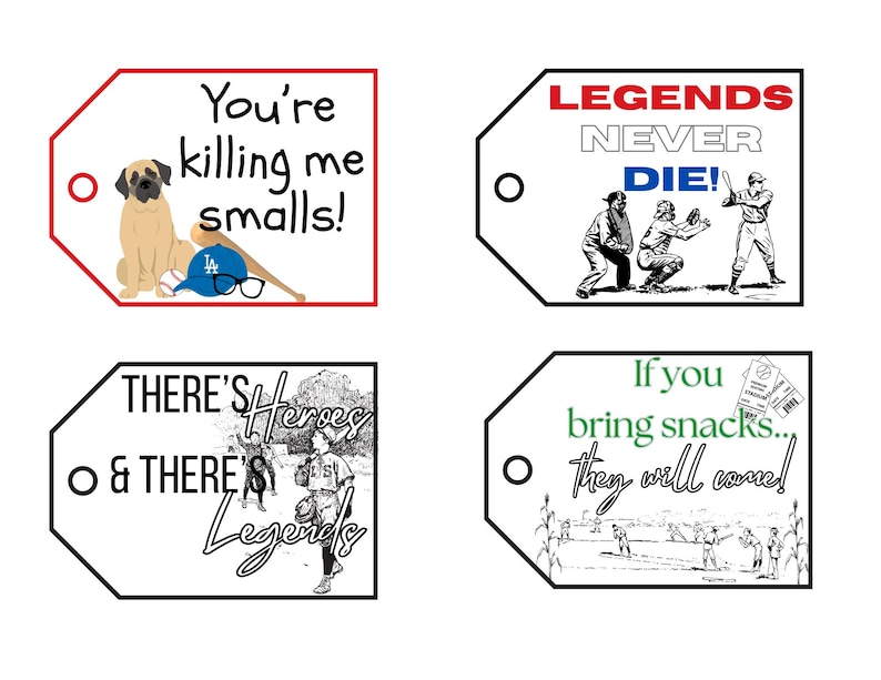 Baseball Movie Puns Snack Tags | Instant Printables - Etsy