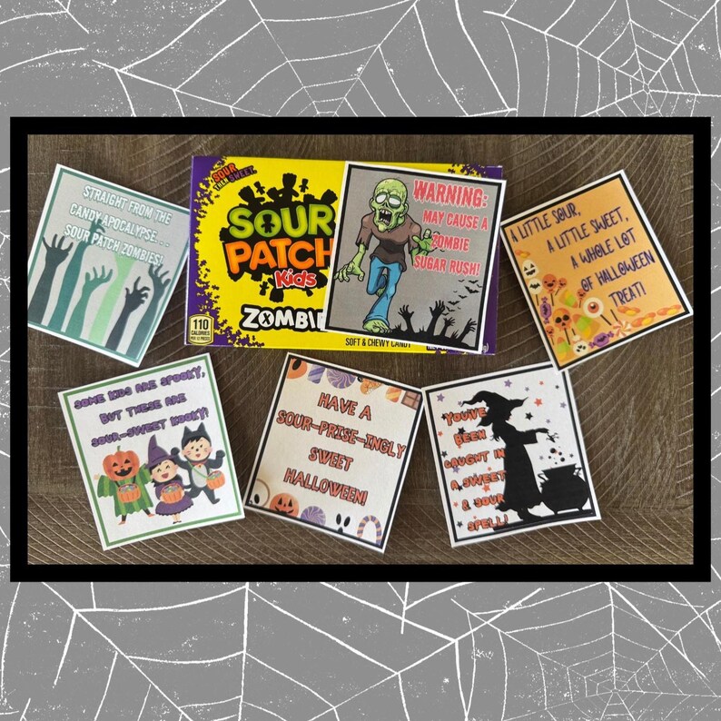 Sour Patch Kids Halloween Gift Tags | Zombie Theme (instant Download ...