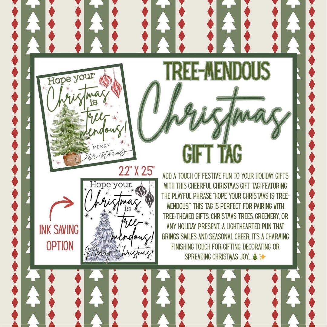 Tree-mendous Christmas Candy Gift Tag (instant Download) - Etsy