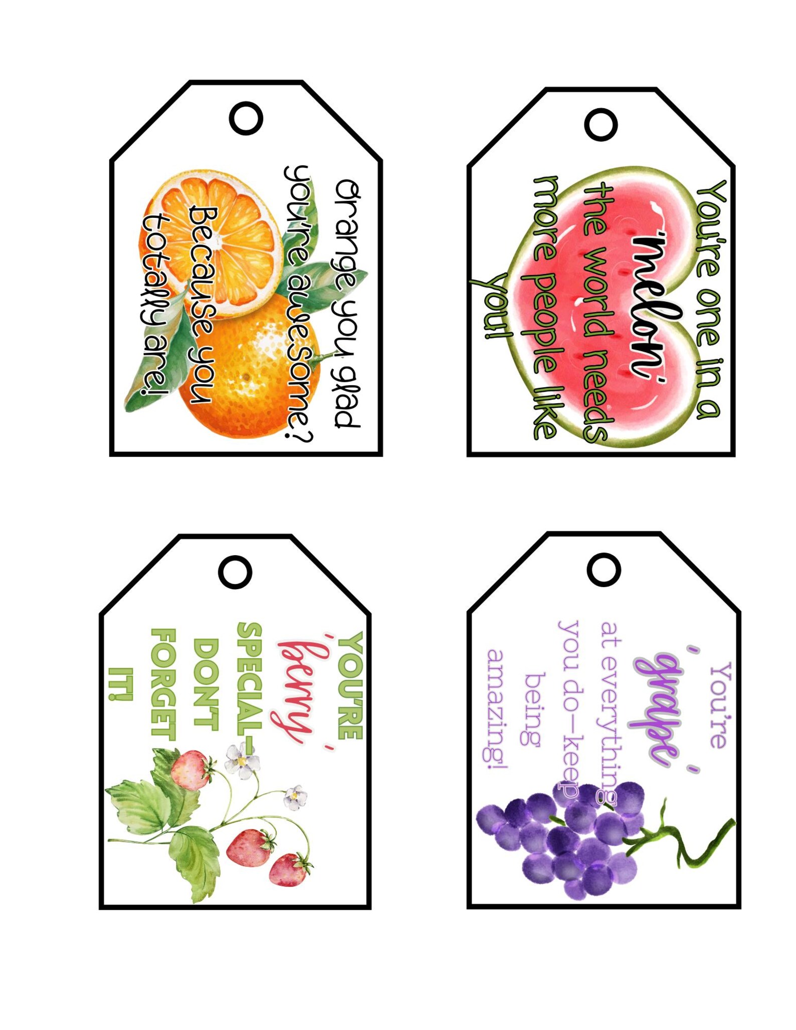 Fruit Candy Tags | Fruit Puns for Encouragement | Instant Download ...