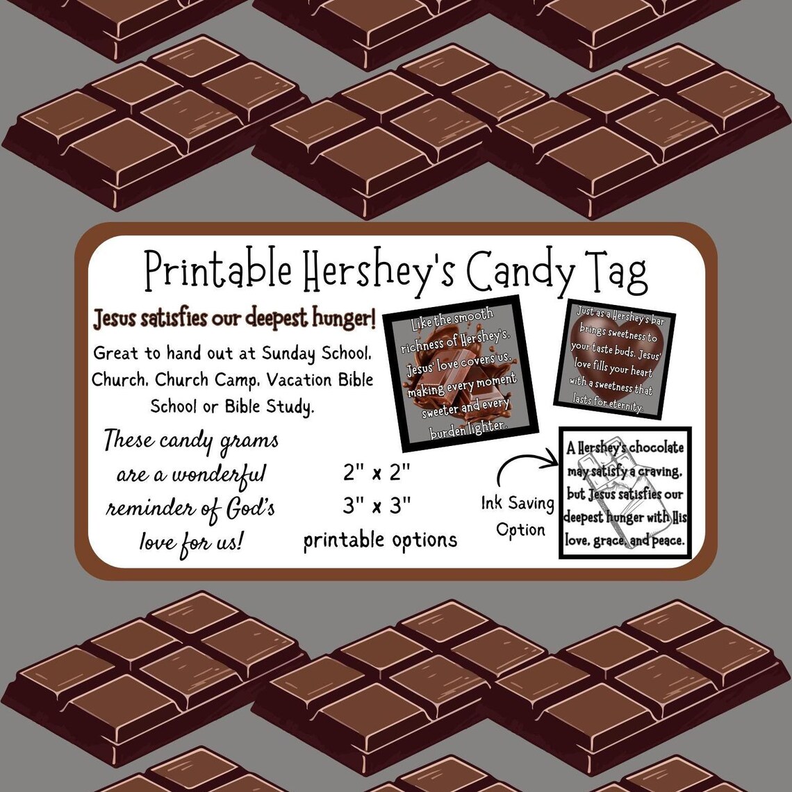 Printable Hershey's Candy Tag | God's Love | Instant Download | Church ...