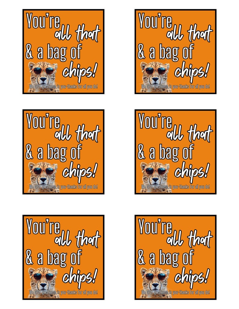 Teacher Appreciation Chip Tags | Instant Download | Multiple Sizes | 11 ...