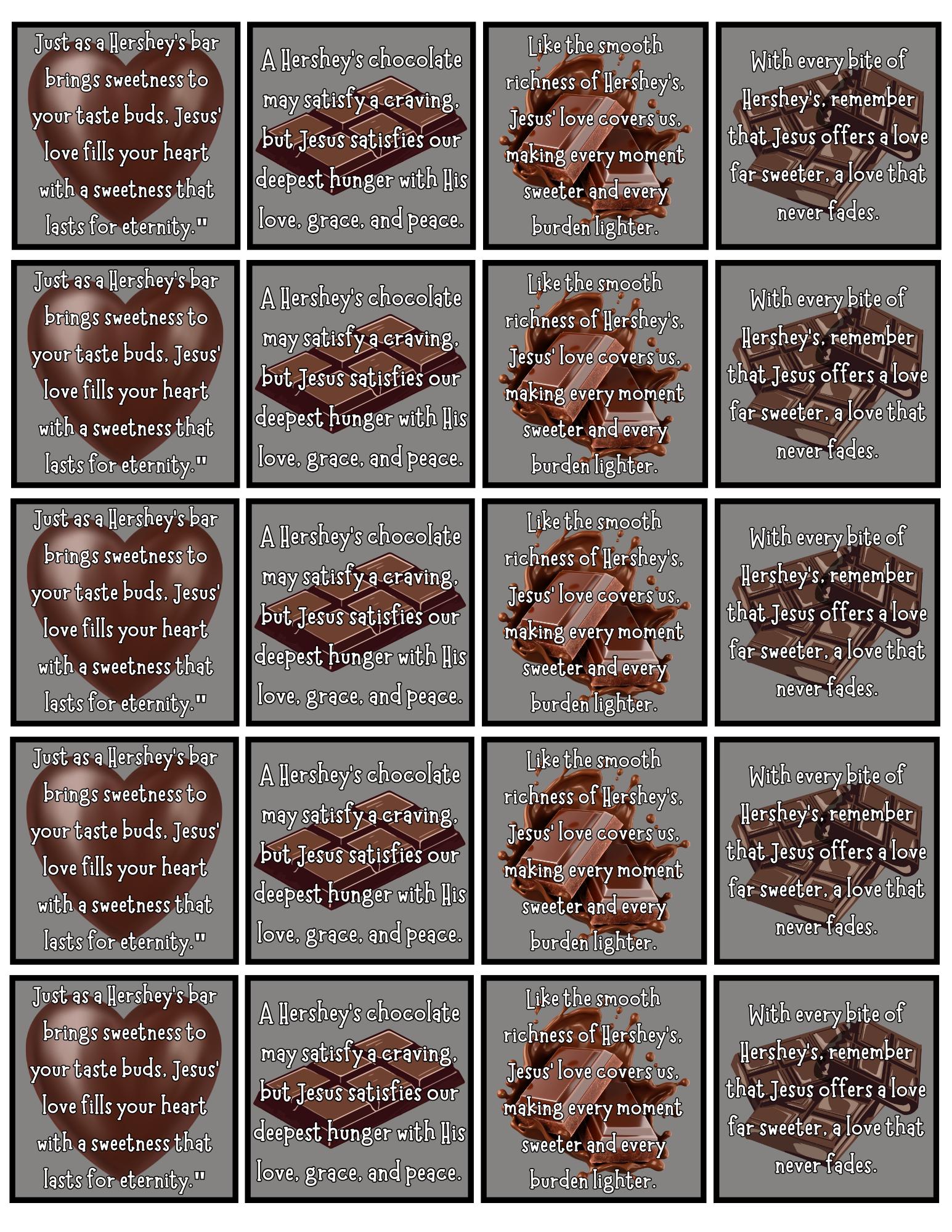 Printable Hershey's Candy Tag | God's Love | Instant Download | Church ...