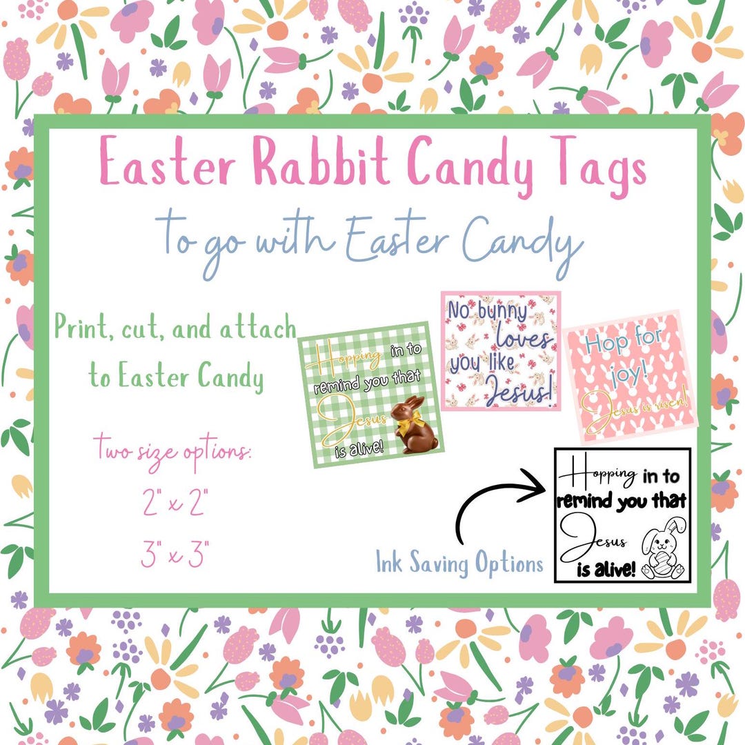 Easter Rabbit Candy Tags | Instant Download | Multiple Sizes, Styles ...