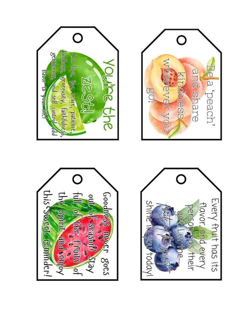 Fruits of the Spirit Gift Tags | Printable Candy Labels (instant ...