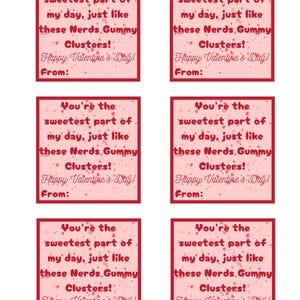 NERDS GUMMY CLUSTERS Valentine's Cards | Printable | Instant Download ...