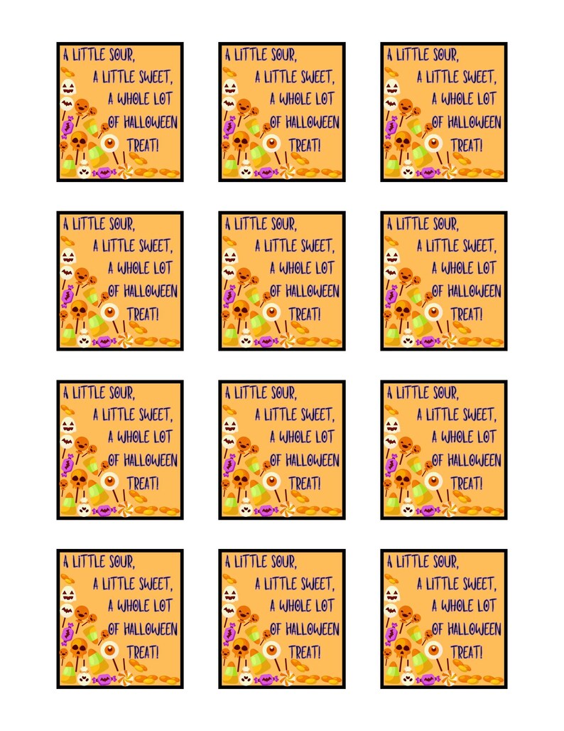 Sour Patch Kids Halloween Gift Tags | Zombie Theme (instant Download ...