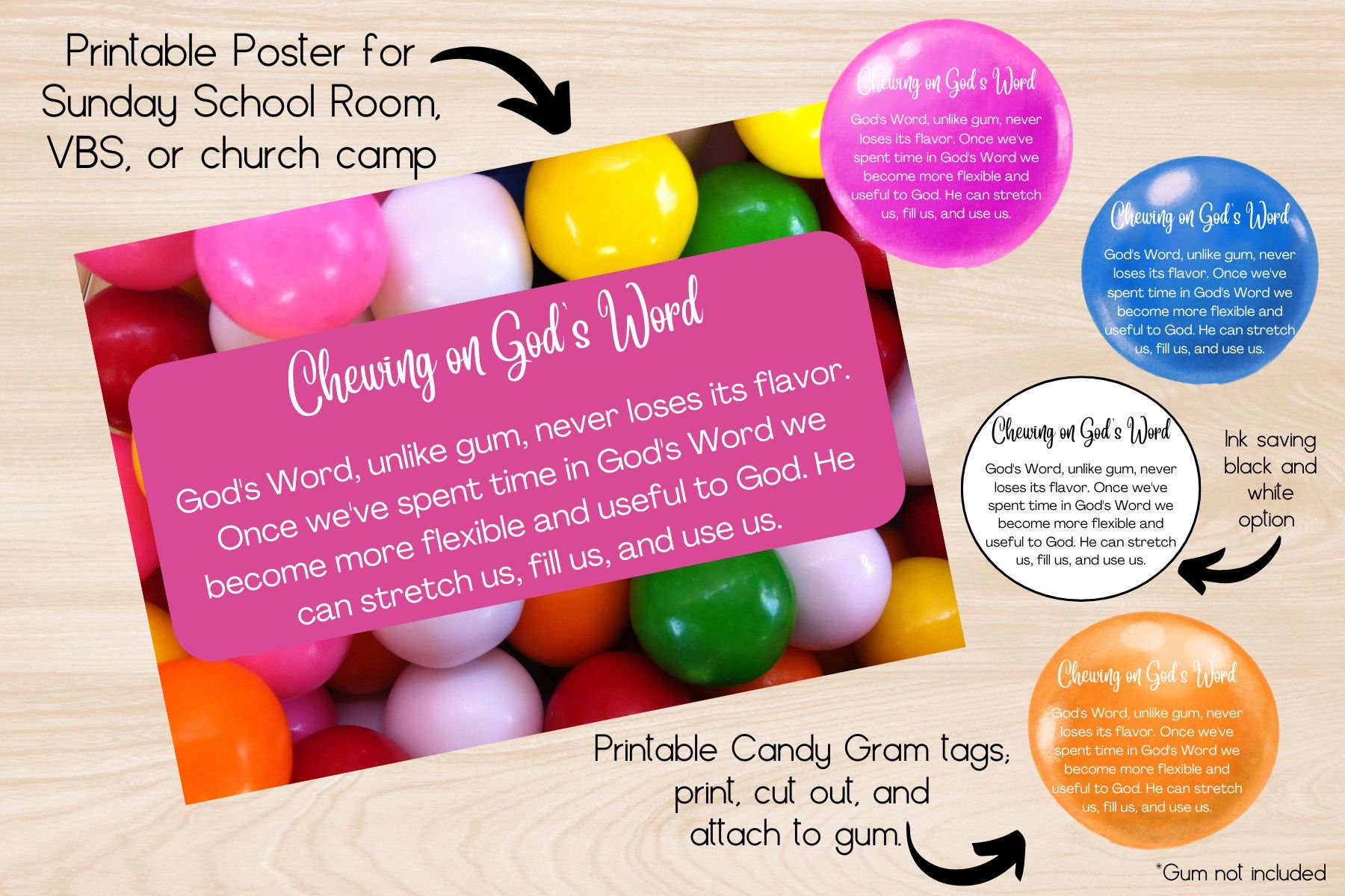 Chewing on God's Word Printable | Gift Tag | Candy Gift Tag | Candy ...