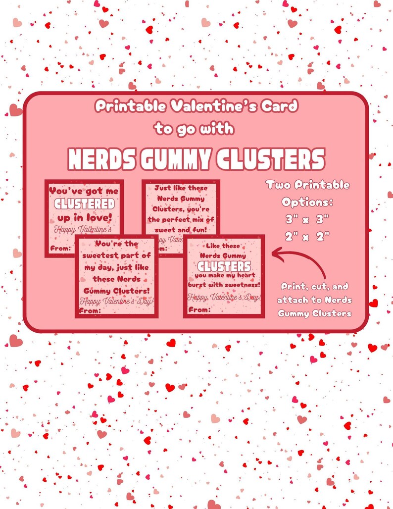 NERDS GUMMY CLUSTERS Valentine's Cards | Printable | Instant Download ...