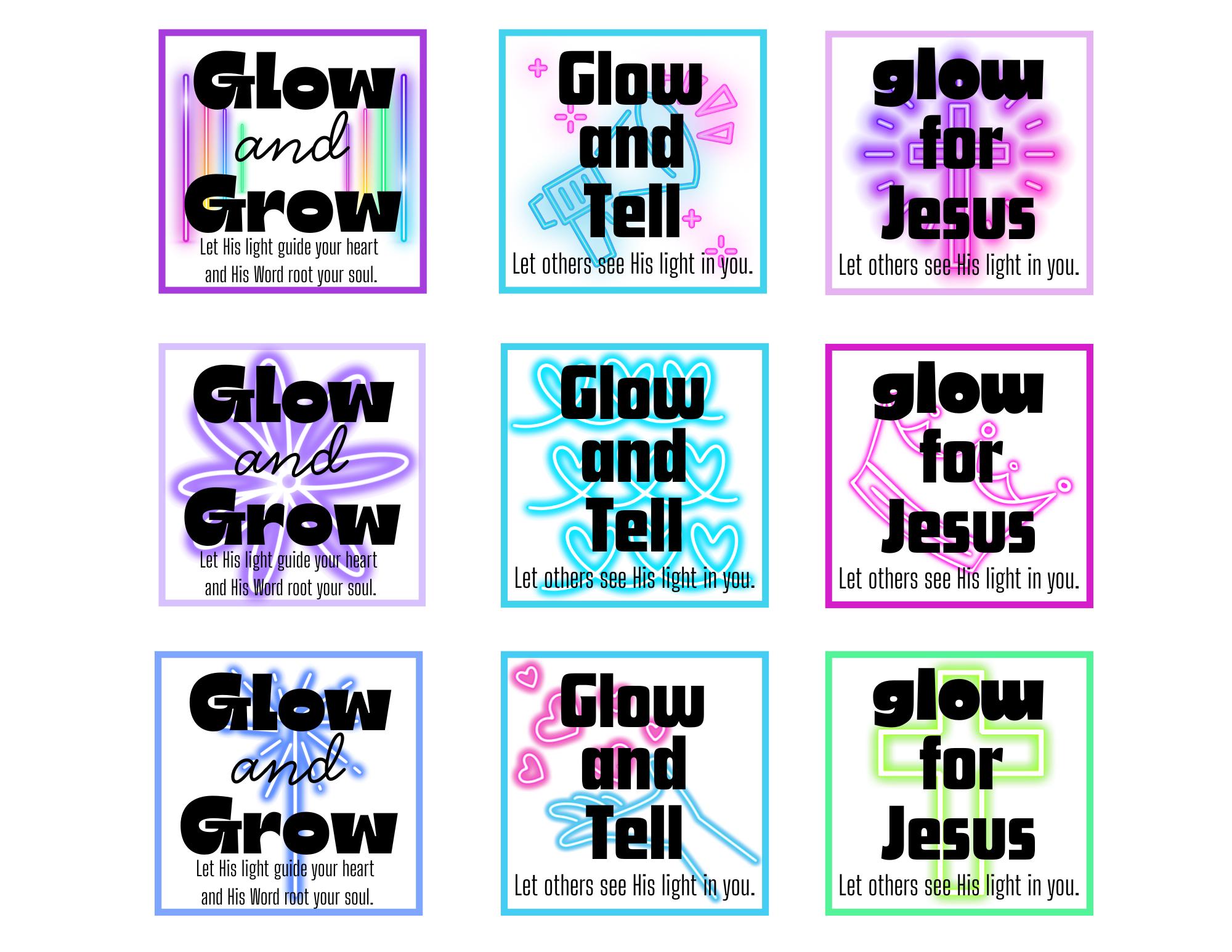 GLOW for JESUS | Glow Stick Printable Tag | Instant Download | Vacation ...