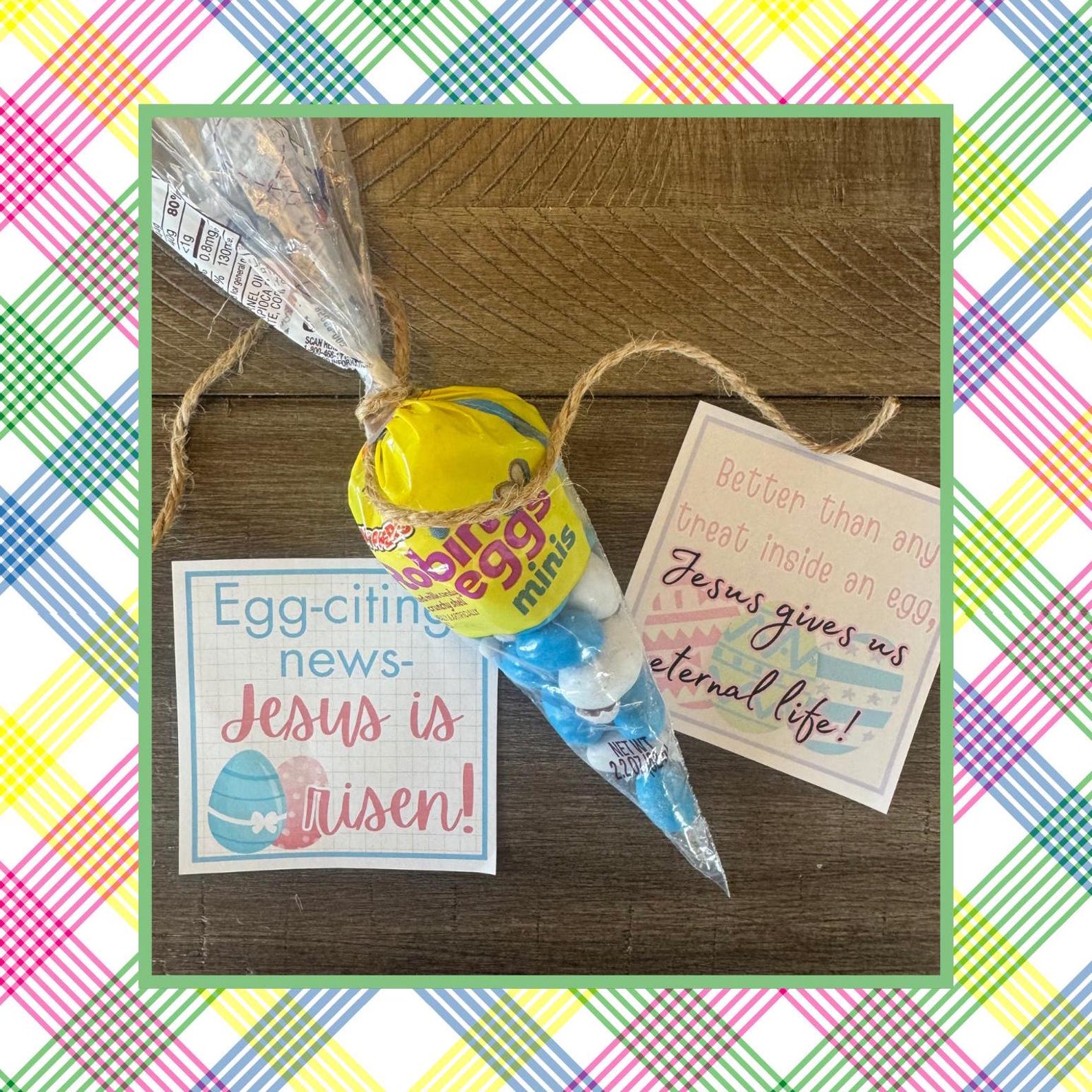 Jesus is Risen Easter Egg Candy Tag | Printable Party Favor (instant ...