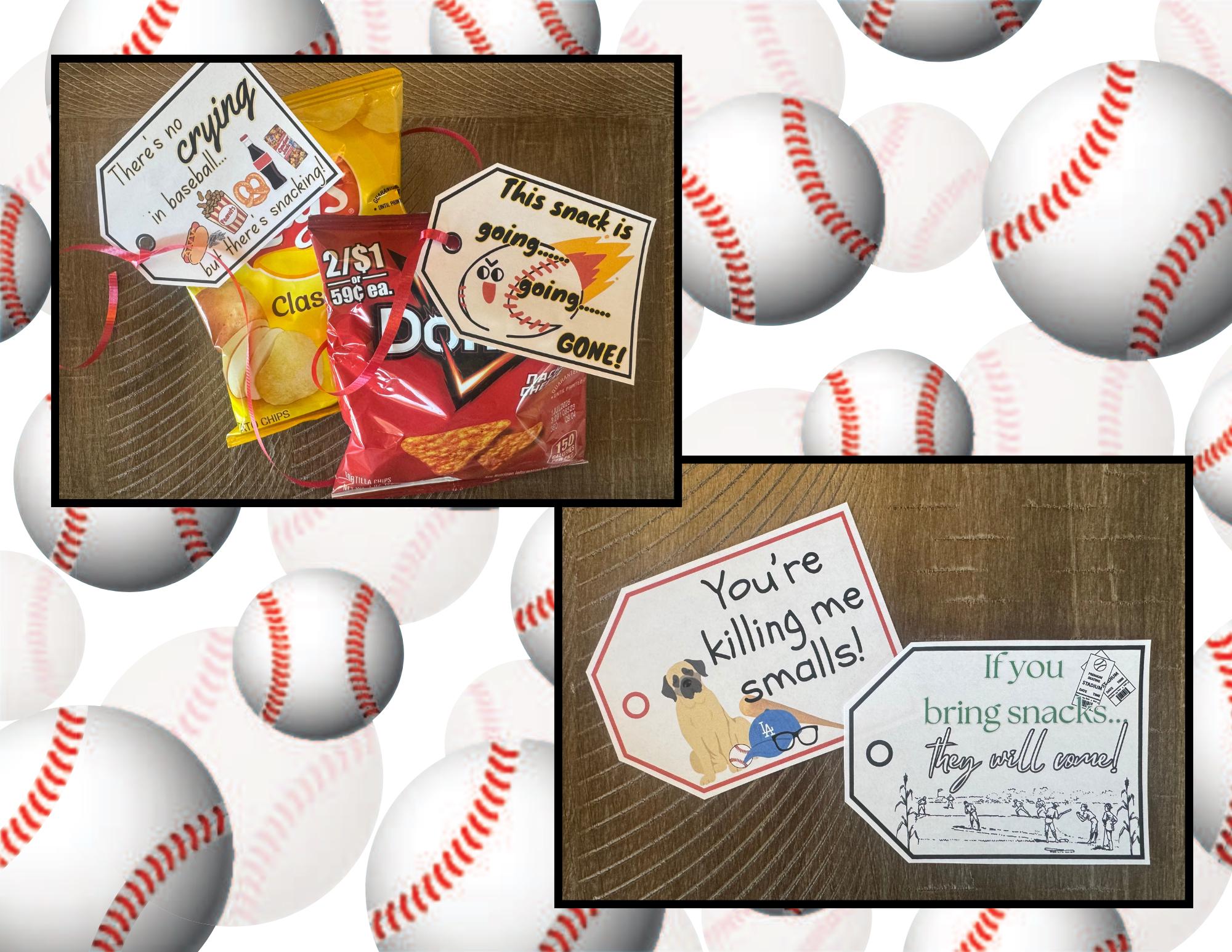 Hollywood Hits & Dugout Bites | Baseball Snack Tags With Movie Puns ...
