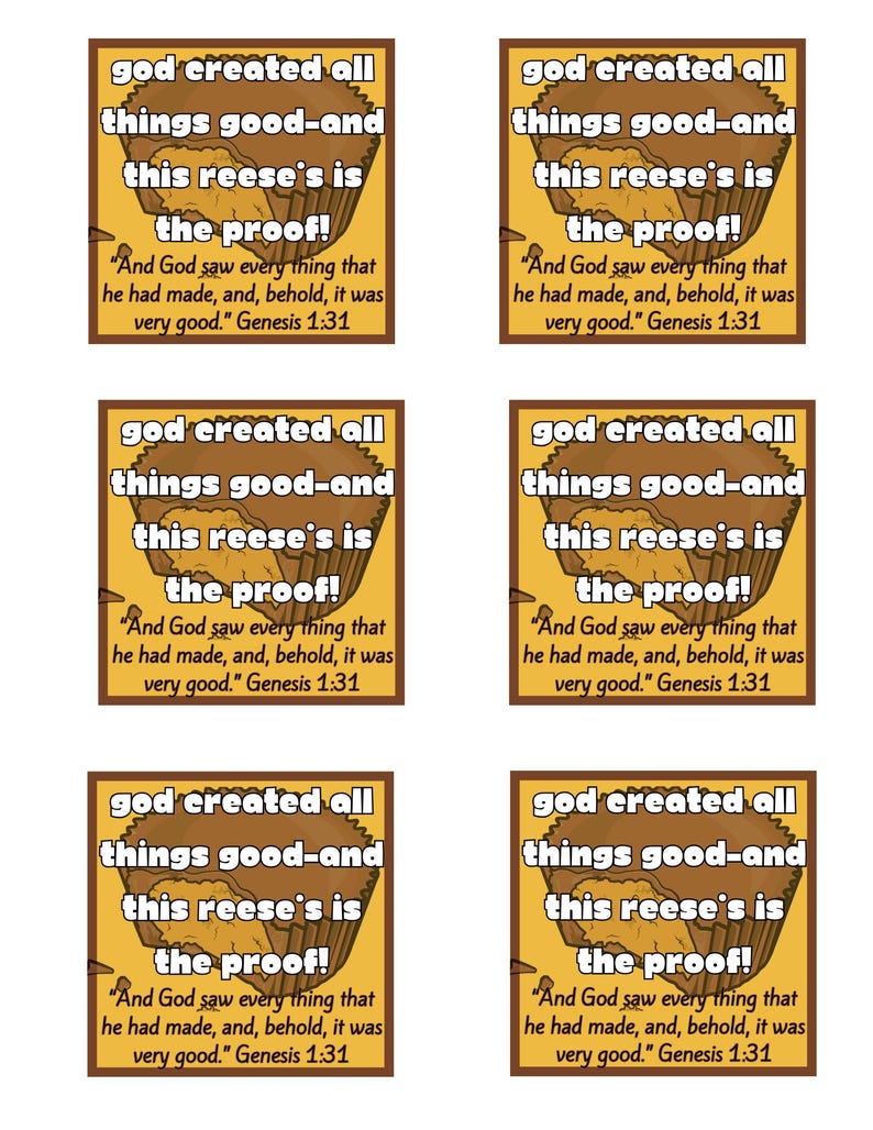 Reese's Candy Gram | God's Love | Instant Download | Church | Sunday ...