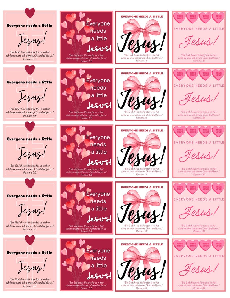 Everyone Needs A Little Jesus Valentine's Day Printable - Etsy