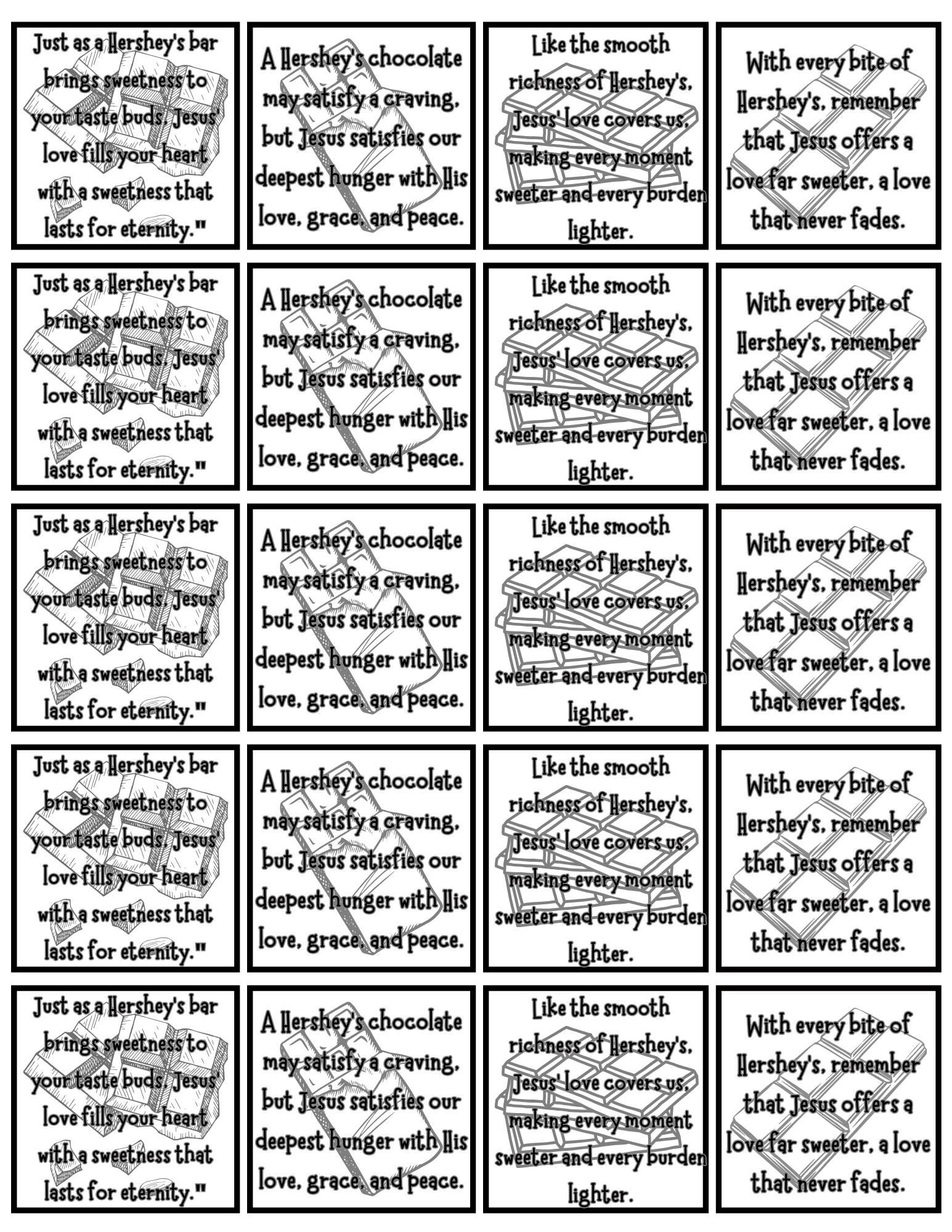 Printable Hershey's Candy Tag | God's Love | Instant Download | Church ...