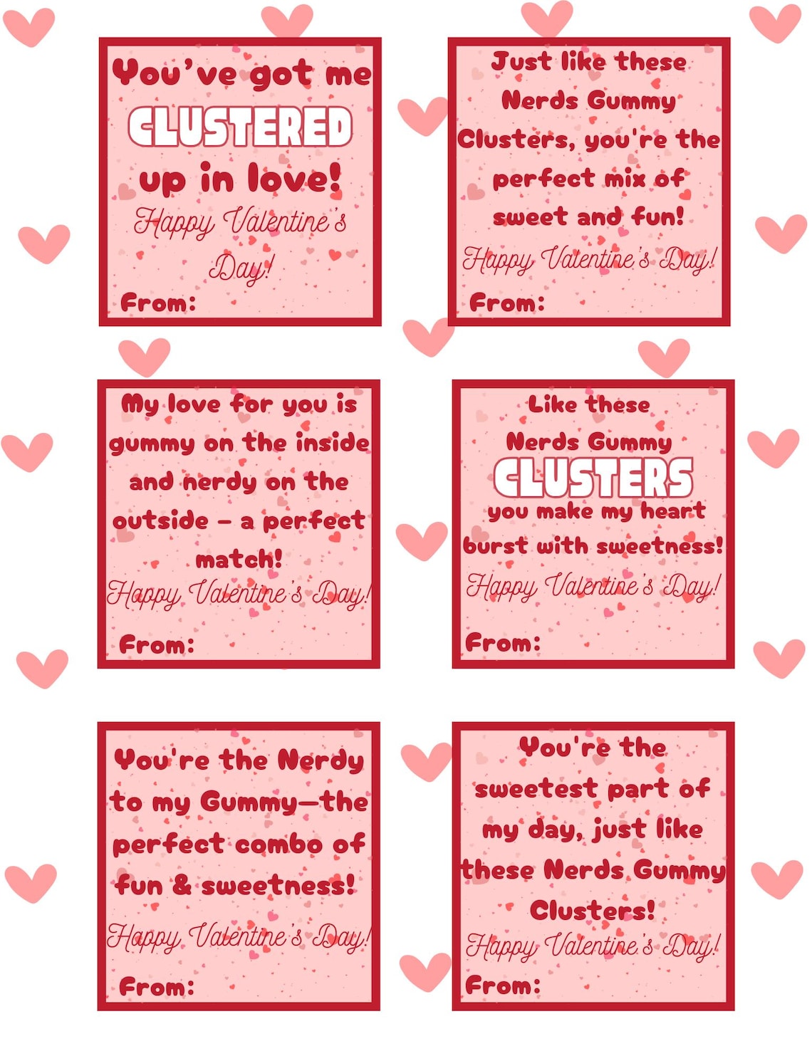 NERDS GUMMY CLUSTERS Valentine's Cards | Printable | Instant Download ...