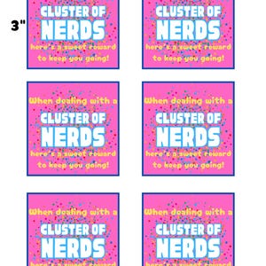 NERD GUMMY CLUSTERS Candy Gram Gift Tag | Printable | Back to School ...