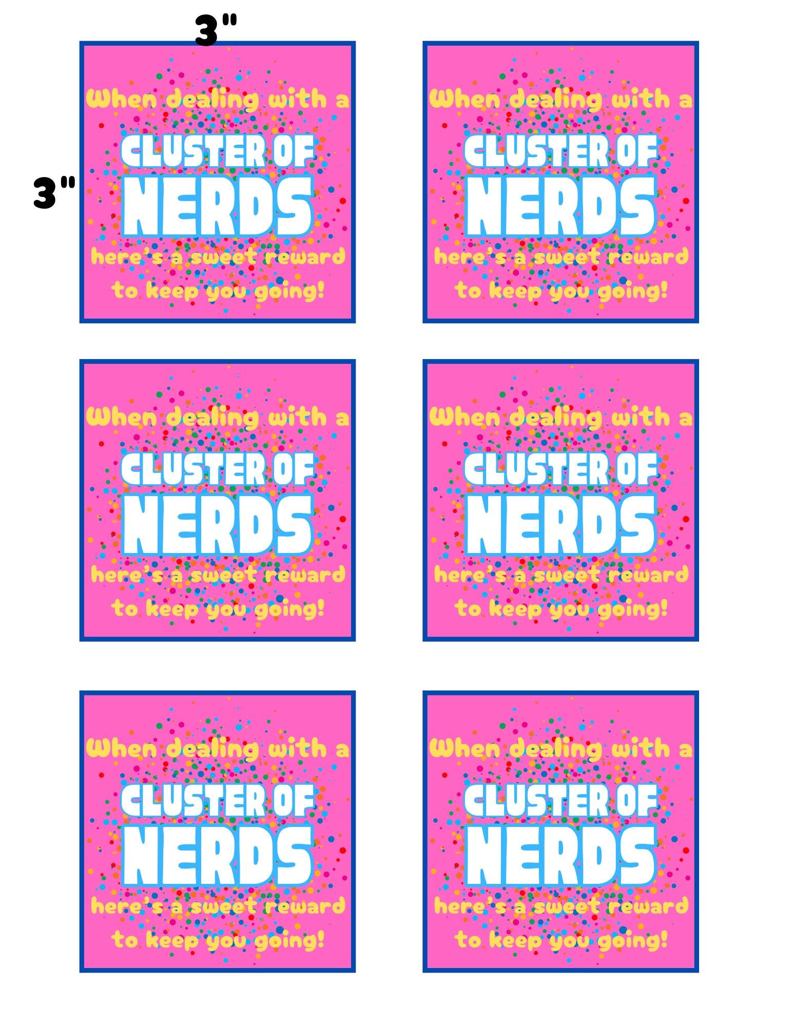 NERD GUMMY CLUSTERS Candy Gram Gift Tag | Printable | Back to School ...