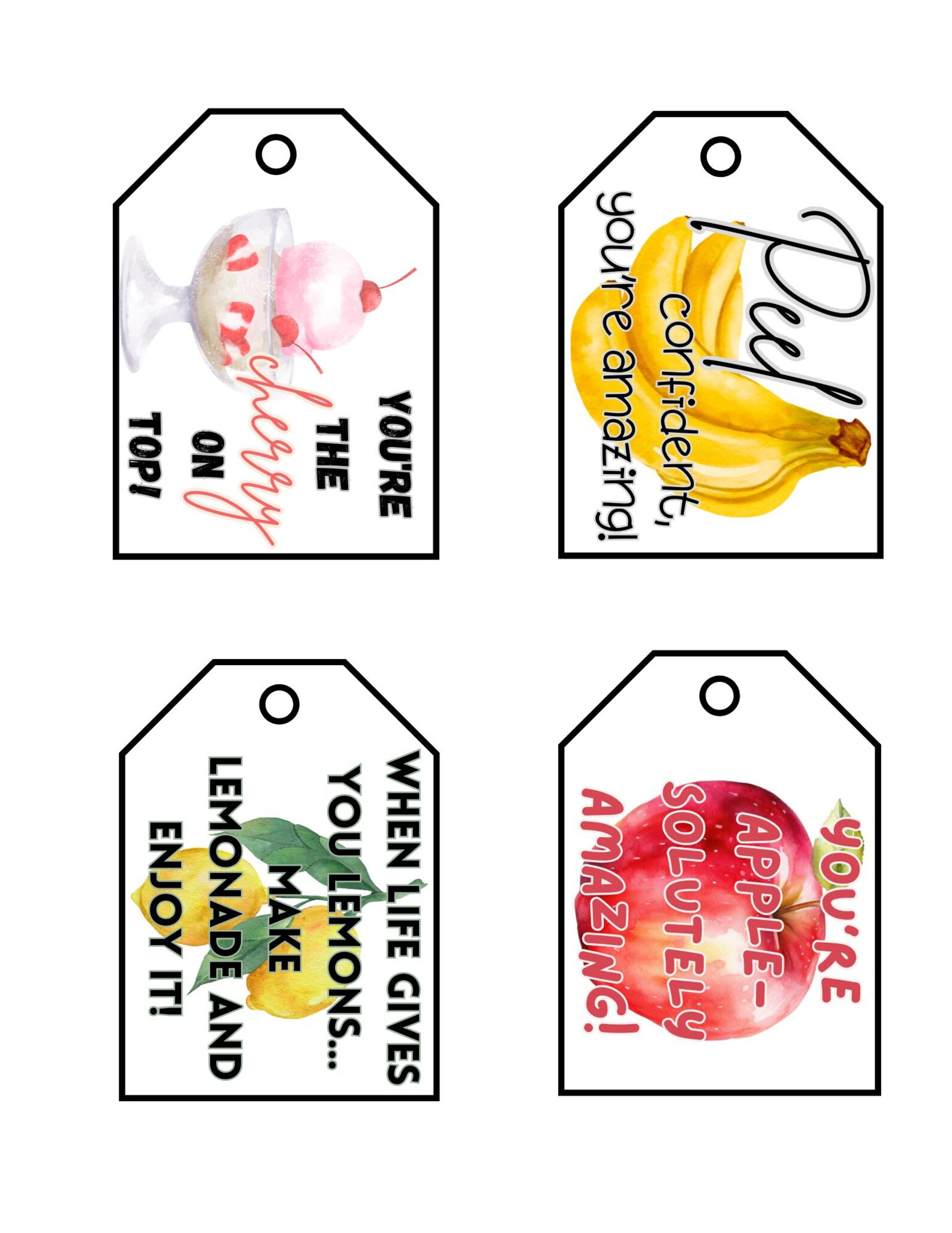 Fruit Candy Tags | Fruit Puns for Encouragement | Instant Download ...