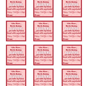NERDS GUMMY CLUSTERS Valentine's Cards | Printable | Instant Download ...