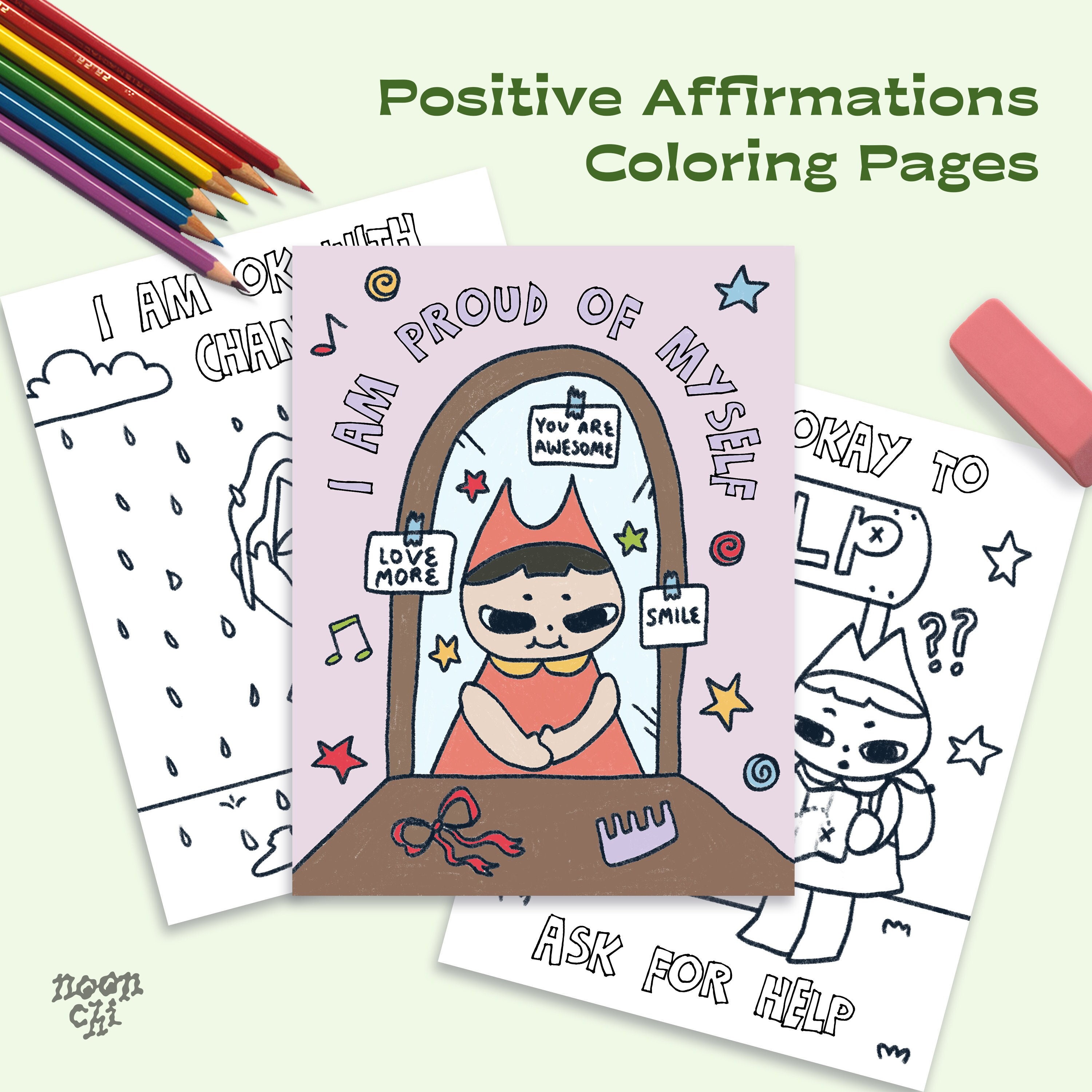 Words of Affirmation Coloring Pages, Mindfulness Coloring, Illustrated ...