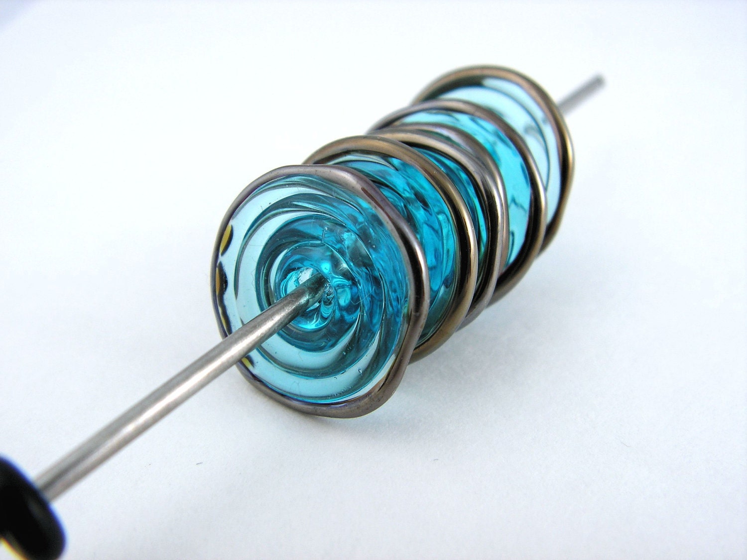 Mini Turquoise Transparent Silver Lampwork DISCS Set of 6 - Etsy