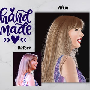 Hand Drawn Digital Portrait, Printable Digital Portrait, Personalized ...