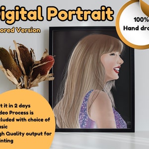 Hand Drawn Digital Portrait, Printable Digital Portrait, Personalized ...