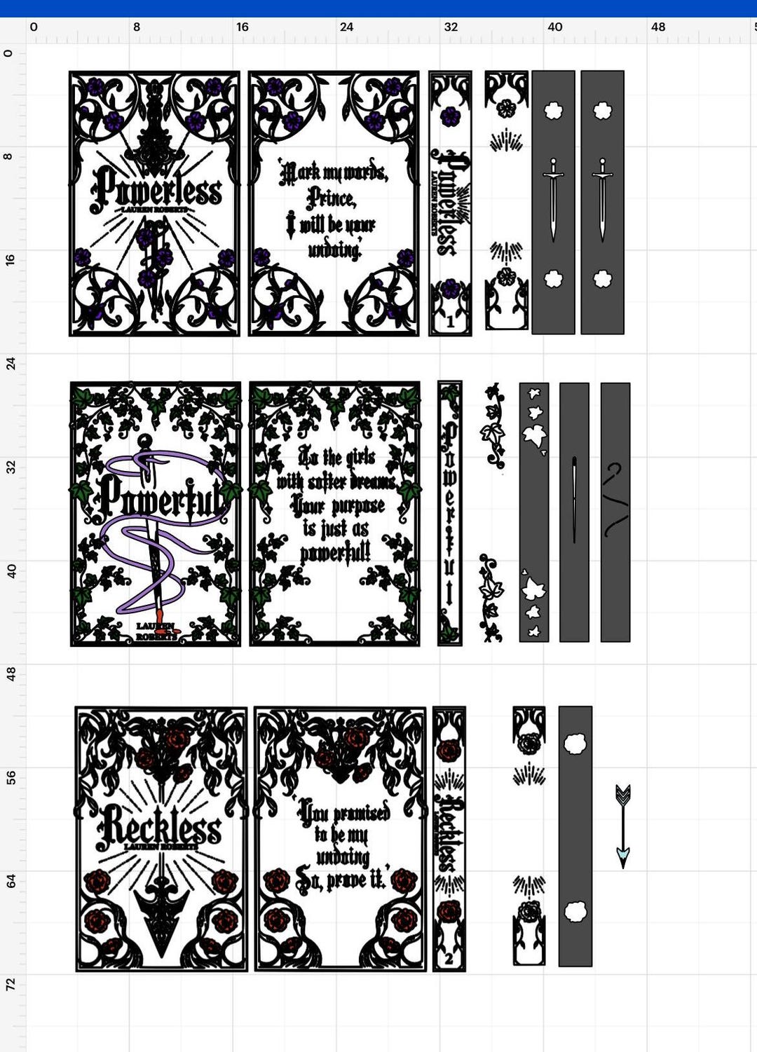 POWERLESS Trilogy POWERFUL, RECKLESS Cover Design Svg Book Binding ...