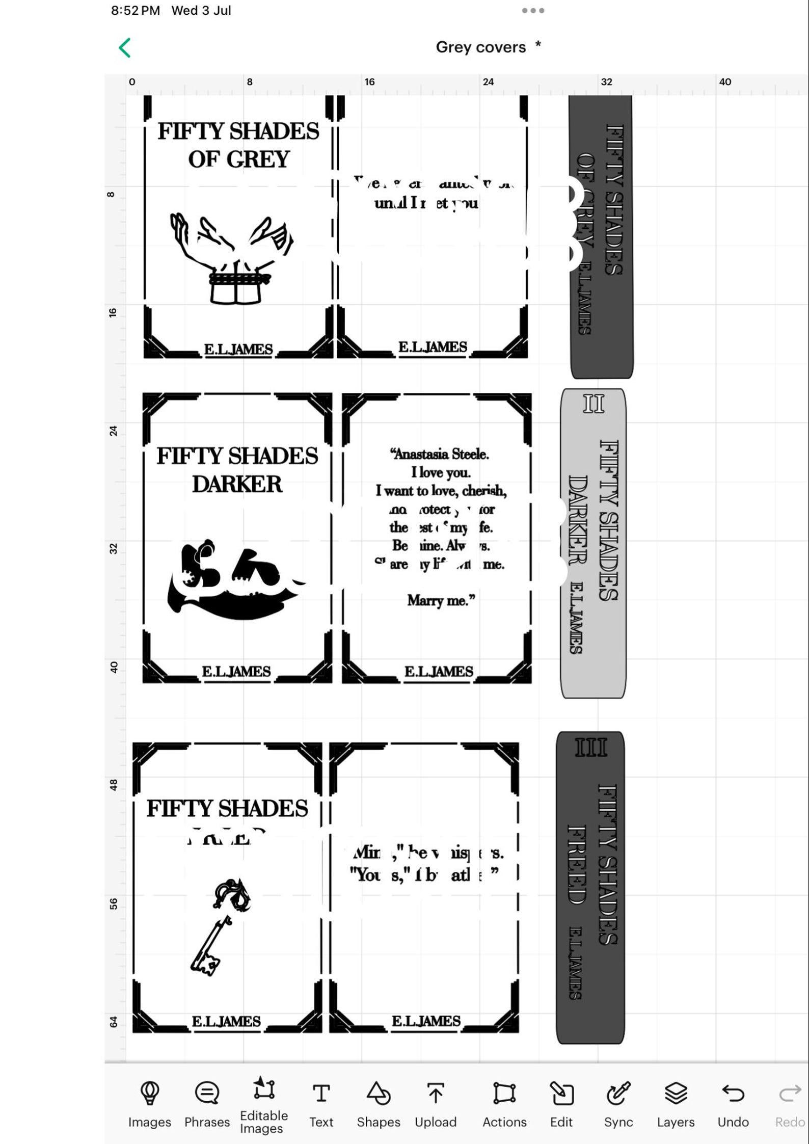 FIFTY SHADES of GREY Trilogy Cover Svg Book Binding Cover Template Diy ...