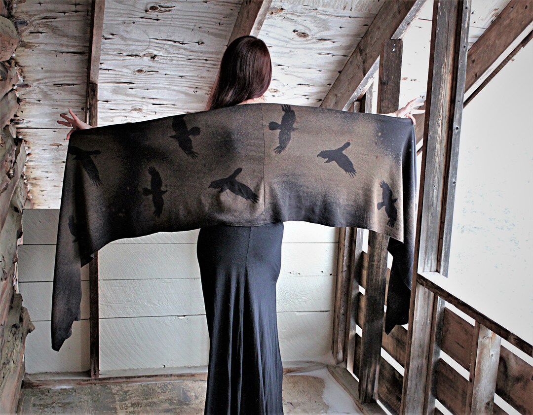 Extra Long Murder of Crows Scarf Shawl Black Brown Birds - Etsy