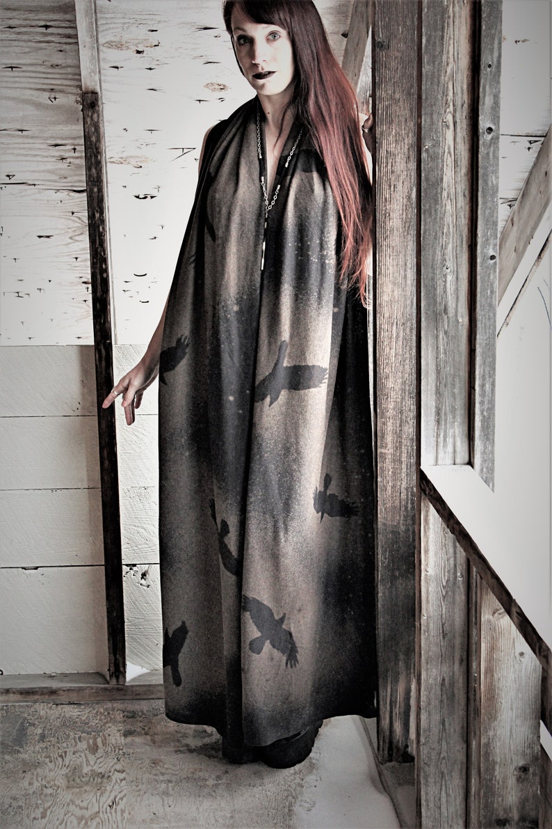 Extra Long Murder of Crows Scarf Shawl Black Brown Birds - Etsy