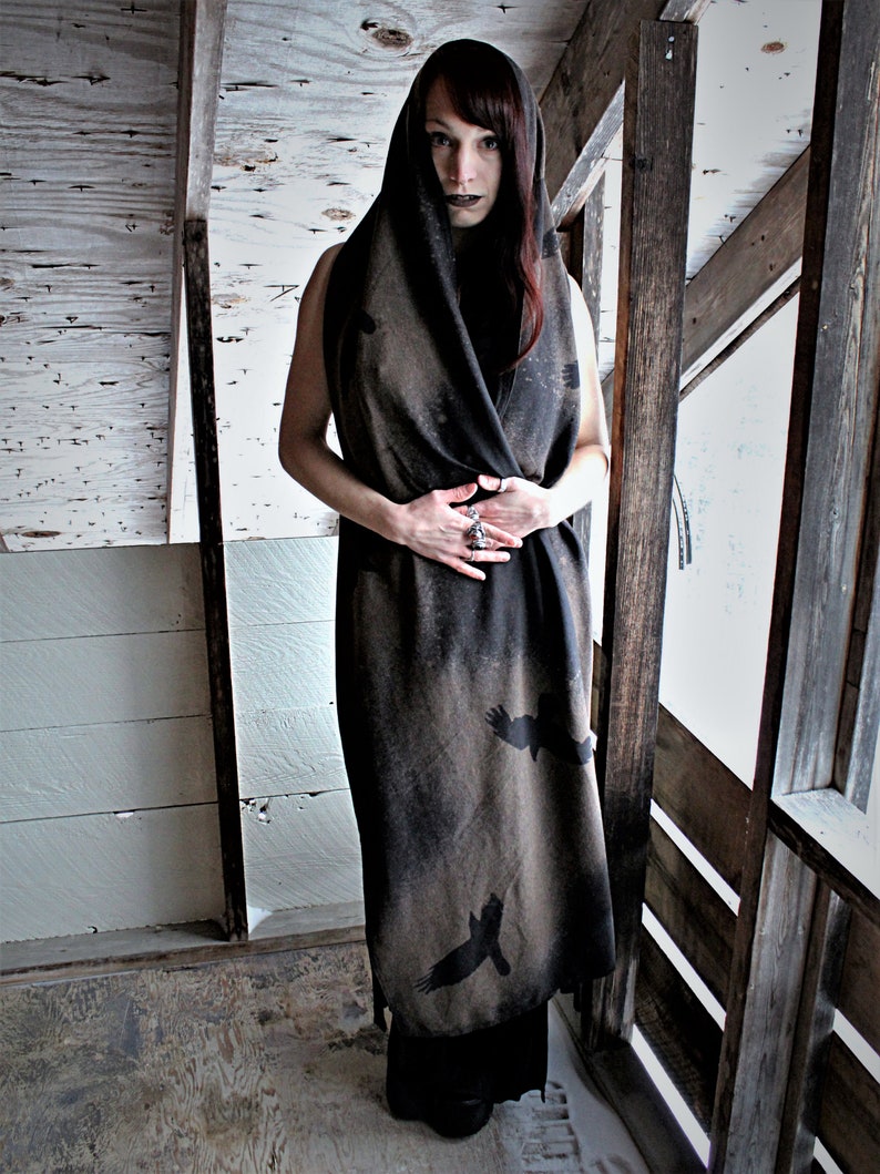 Extra Long Murder of Crows Scarf Shawl Black Brown Birds - Etsy