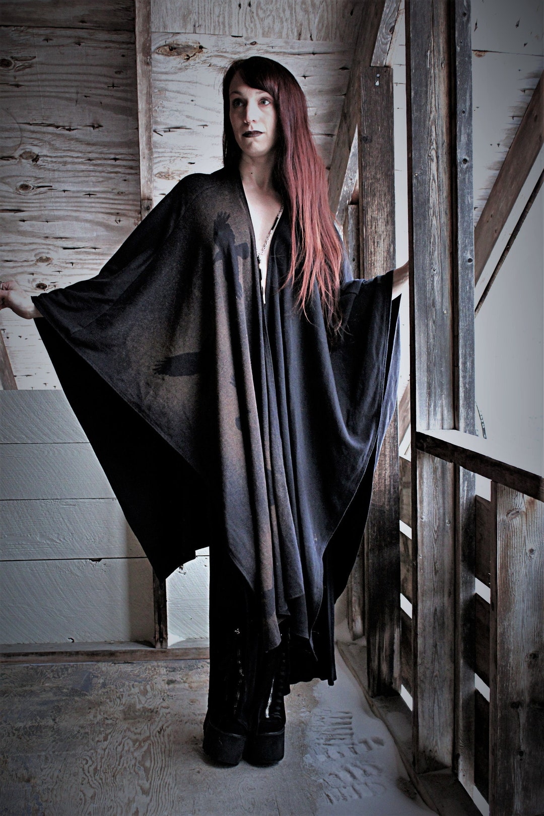 Long Murder of Crows Robe Jacket Ritual Witch Black Outerwear - Etsy