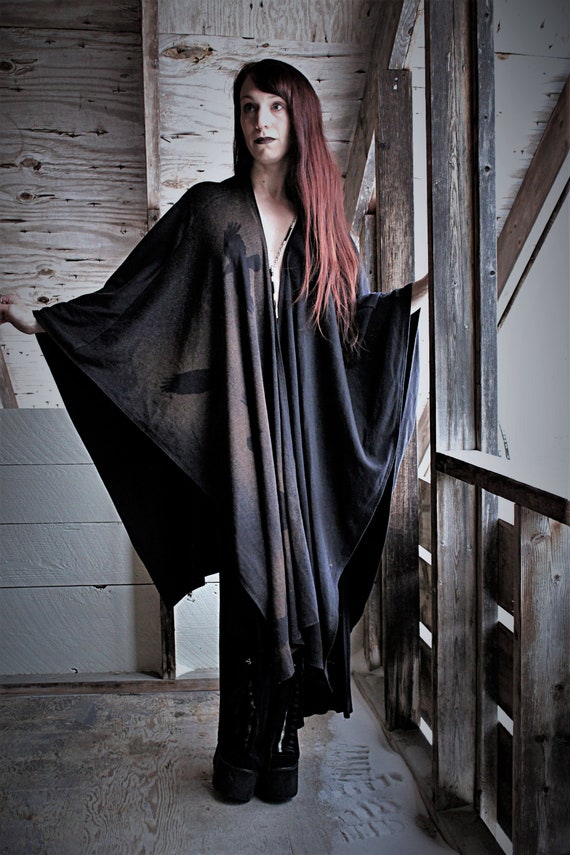 Long Murder of Crows Robe Jacket Ritual Witch Black Outerwear - Etsy