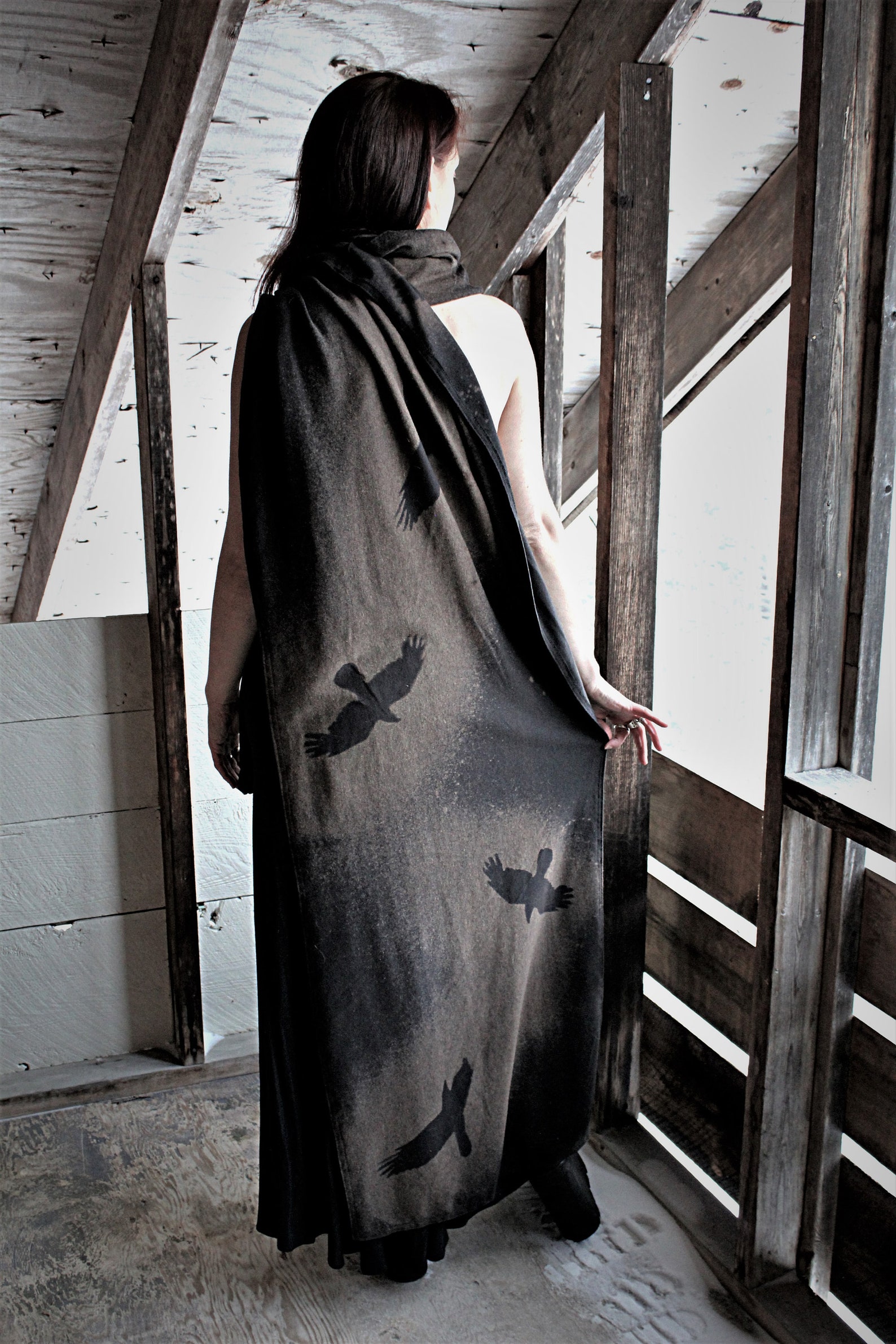 Extra Long Murder of Crows Scarf Shawl Black Brown Birds - Etsy