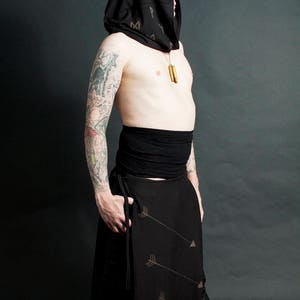 Rune Print Black Post Apocalyptic Cowl Hood - Etsy