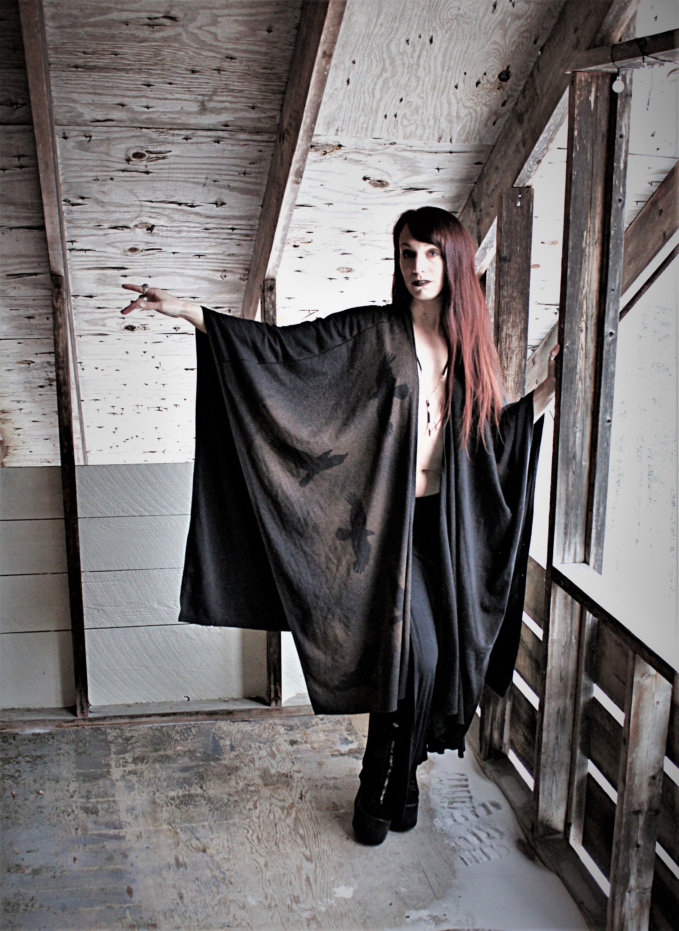 Long Murder of Crows Robe Jacket Ritual Witch Black Outerwear - Etsy