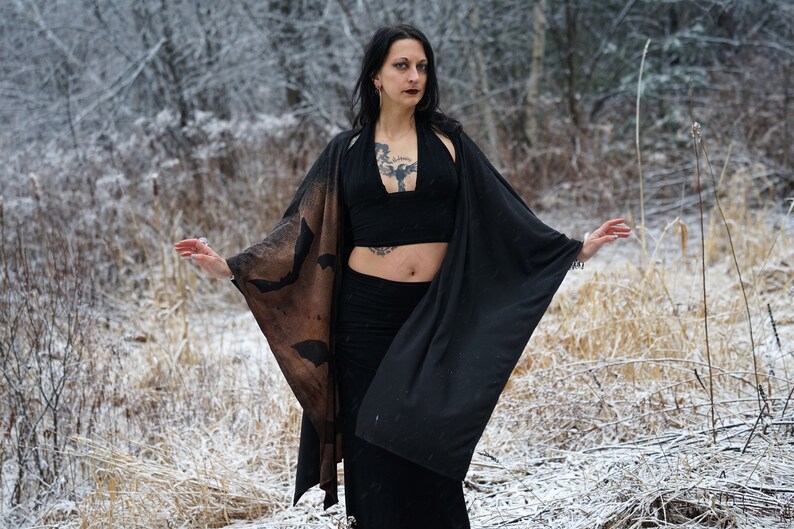 Long Cauldron of Bats Robe Jacket Ritual Witch Black Outerwear | Etsy
