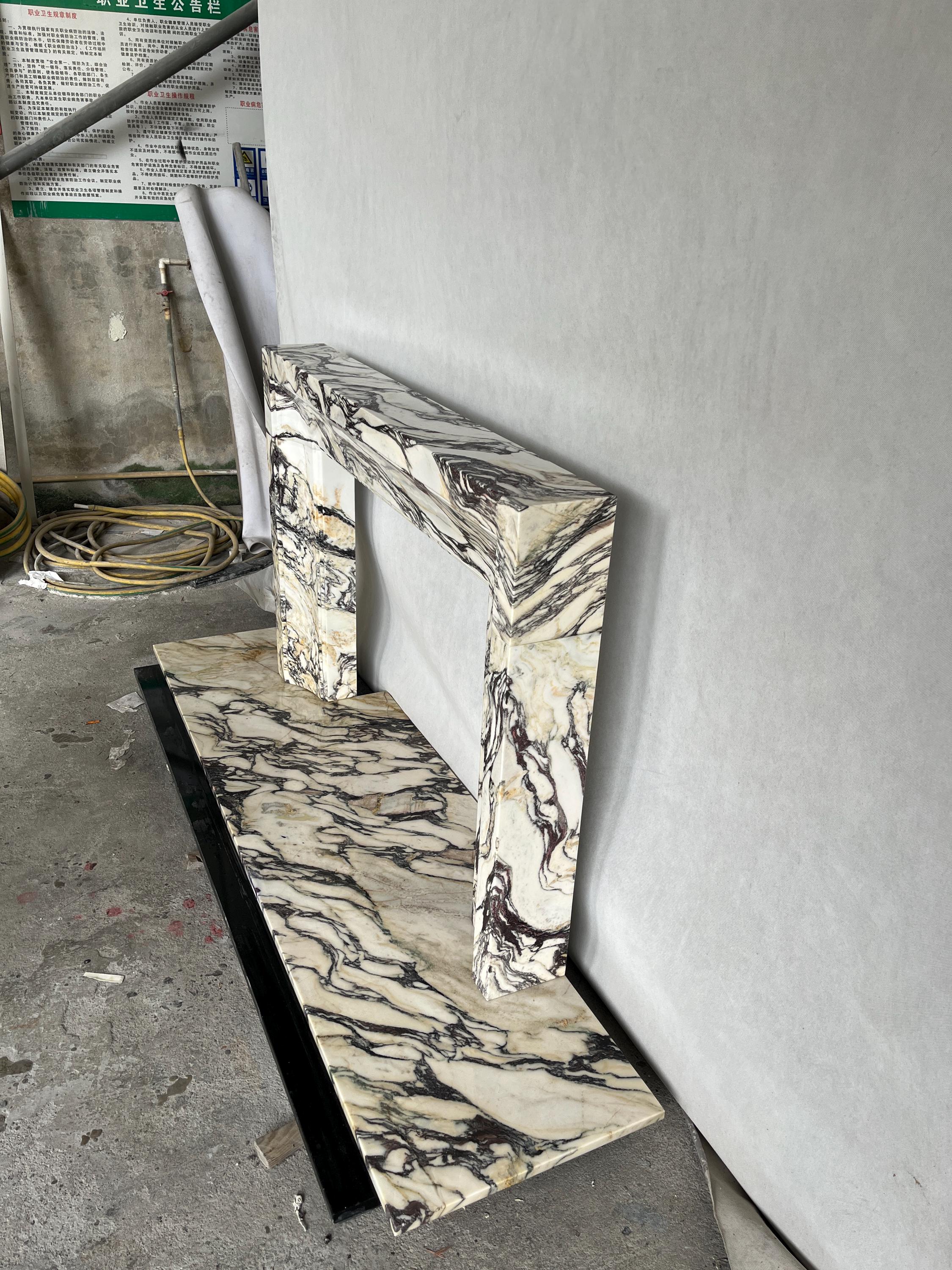 Calacatta Viola Custom Marble Mantel Modern Style Marble Fireplace ...