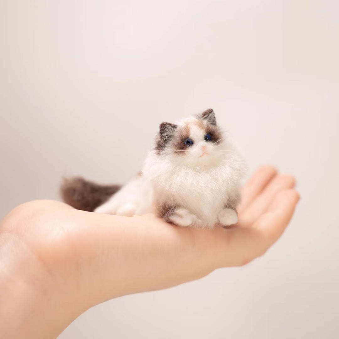 Custom Needle Felted Ragdoll Cat Sculpture-pet Memorial Gift-handmade ...