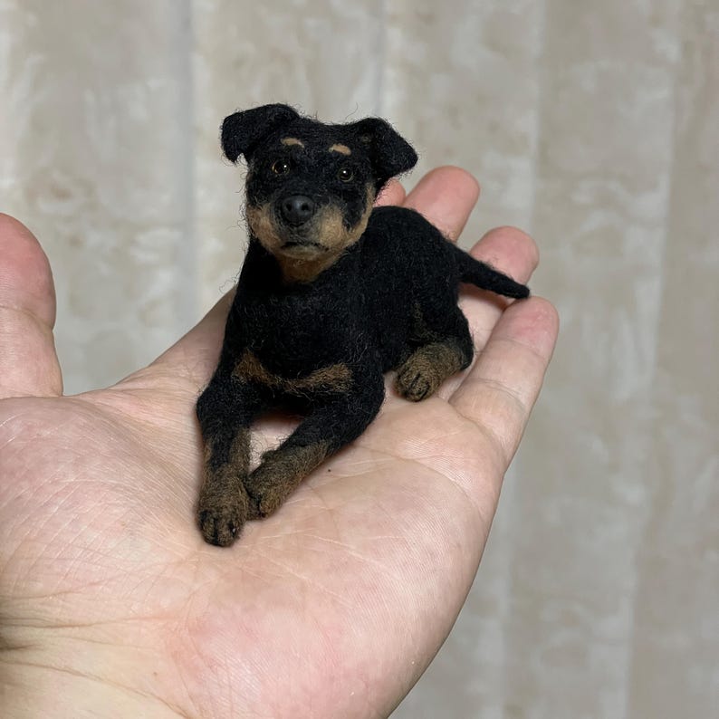 Custom Needle Felted Dog Figurine, Handmade Wool Dog Sculpture ...