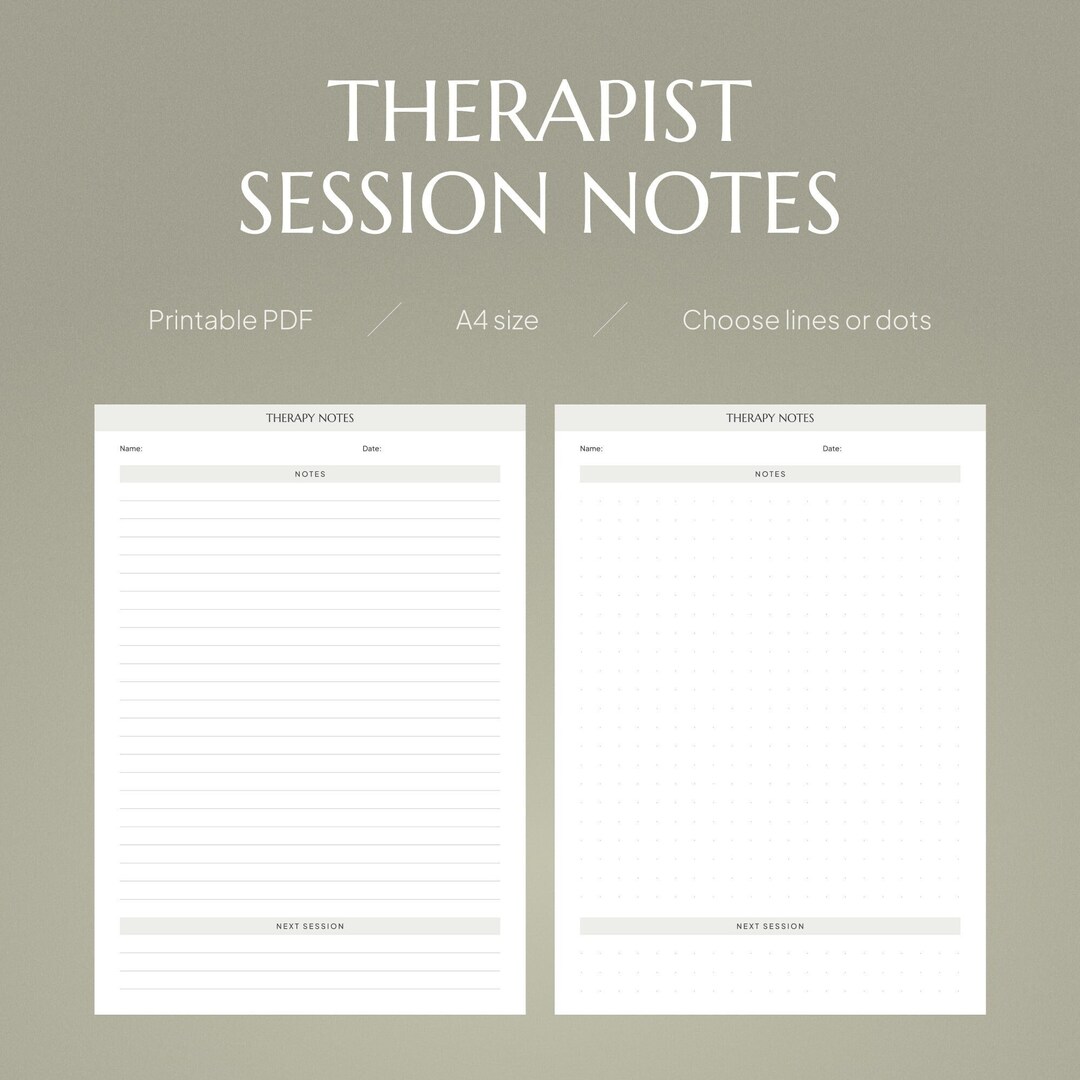 Therapist Session Note Sheet, Therapist Worksheet, Therapist Notes ...