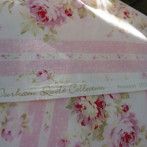Lecien Durham Quilt Fabric: Red and Pink Roses on Stripe Cotton (1 Yd ...