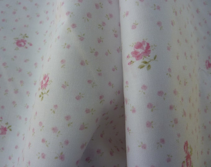 Yuwa Sweetest Ditsy Dreamy Pink Roses on White 100% Quilt Weight Cotton ...