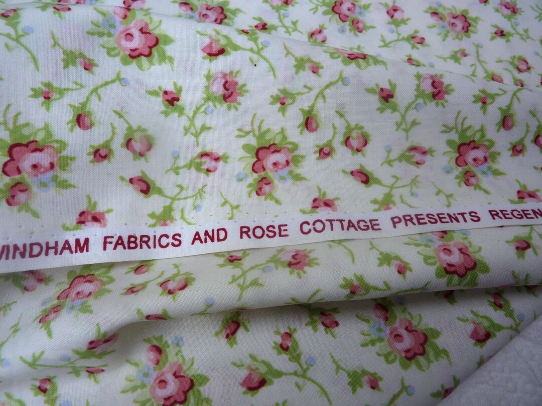 Windham Fabrics Rose Cottage Regency Rose Fabric: Pink Roses Cream 1yd ...