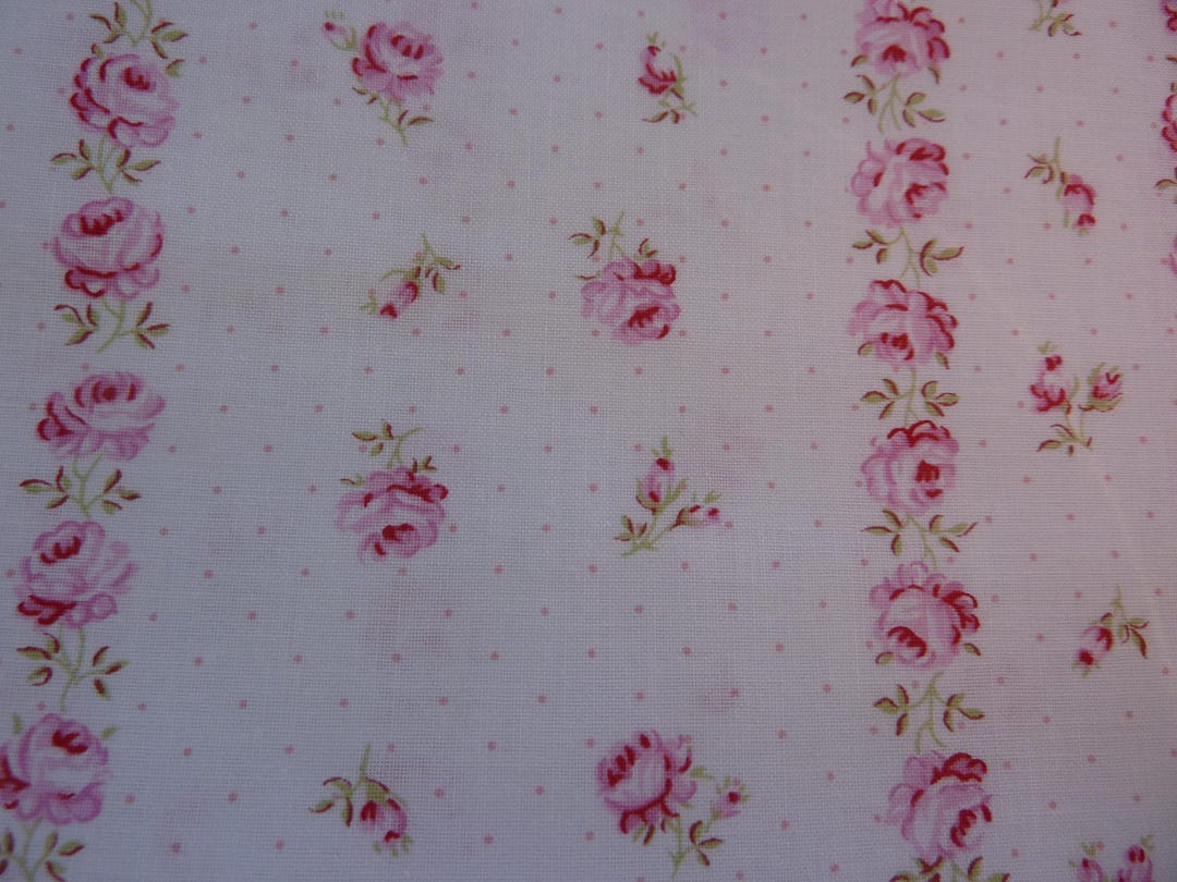 Yuwa Dancing Pink/raspberry Roses on White Quilting Cotton BTY 42" Wide ...