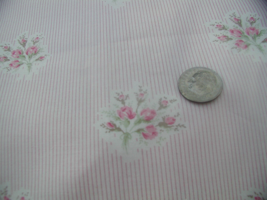 Yuwa Etheral Pink Small Rose Bouquets Micro Stripe Pink/ Cream Cotton ...